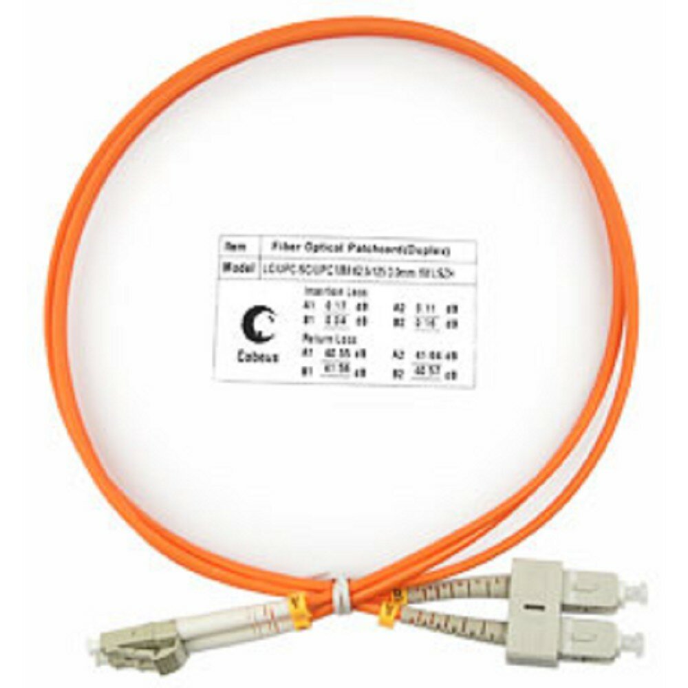 Cabeus Патч-корды волоконно-оптические, пигтейлы FOP-62-LC-SC-1m Шнур оптический duplex LC-SC 62,5 125 mm 1м LSZH