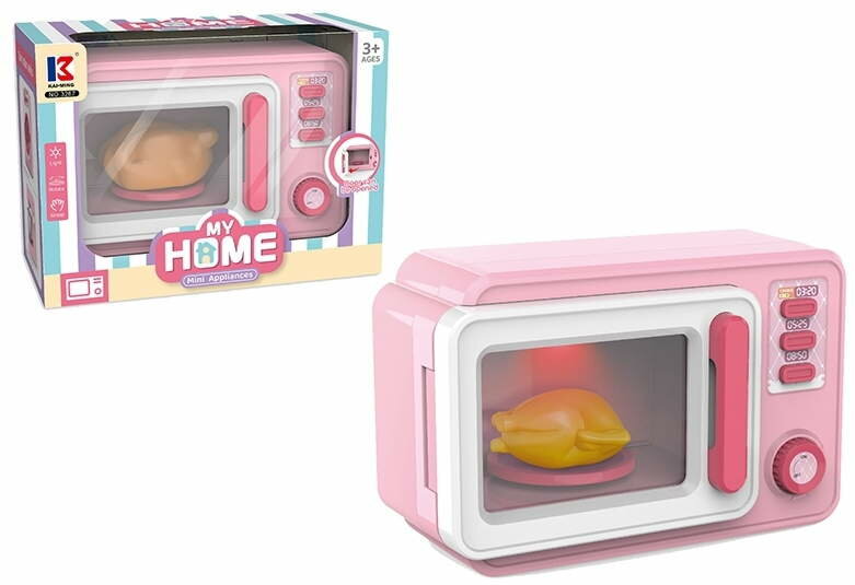 Микроволновая печь на батарейках(свет, звук)розовая в коробке