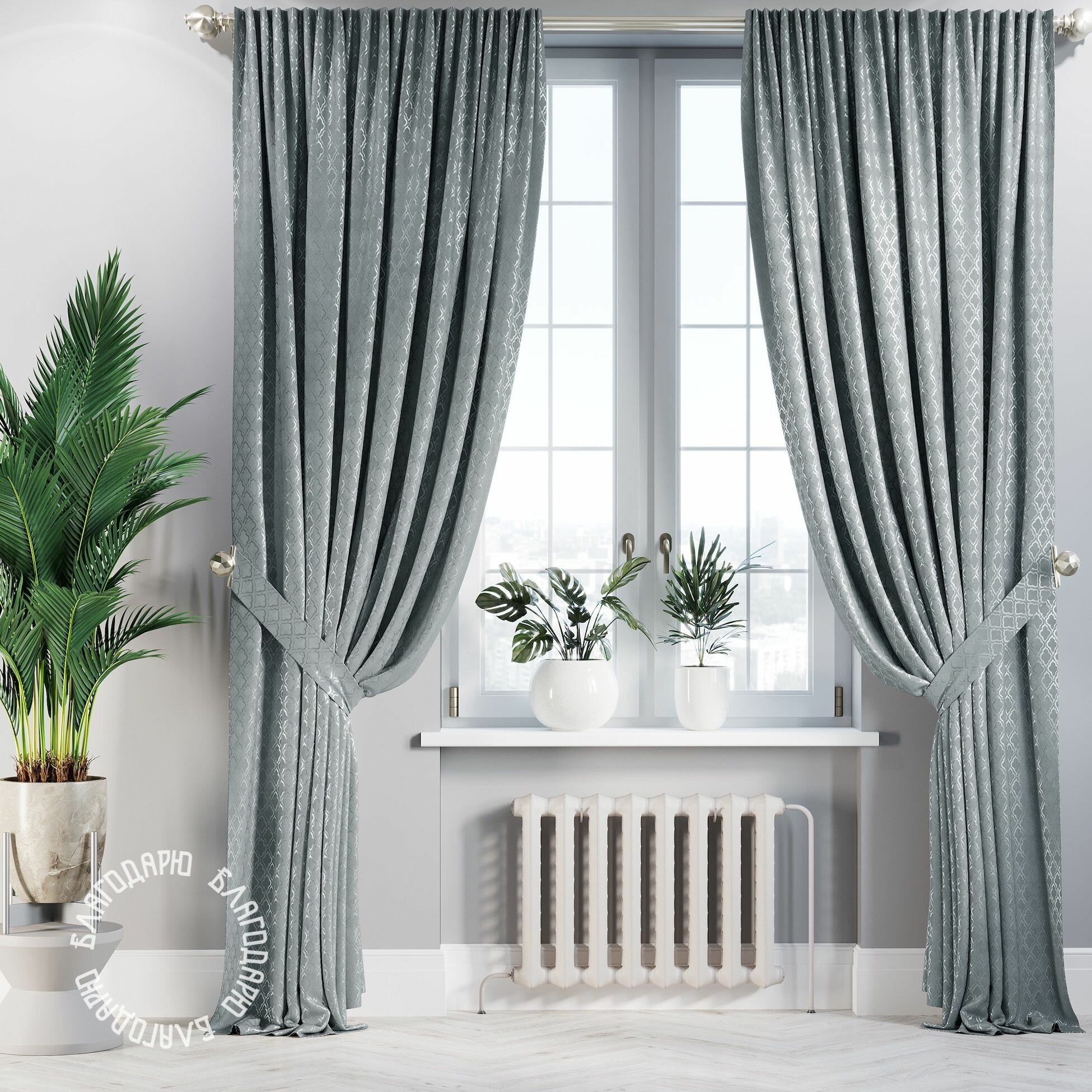 Портьеры Жак серебро M