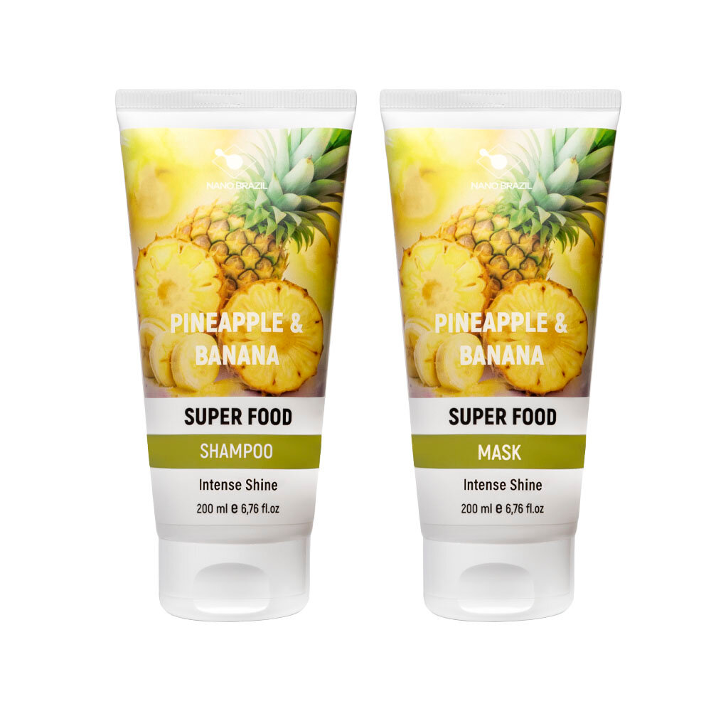 Набор домашнего ухода NANO BRAZIL SUPERFOOD "PINEAPPLE&BANANA", шампунь и маска, 2х200 мл