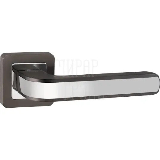 Дверная ручка Punto (Пунто) на квадратной розетке "NOVA" QR хром + графит