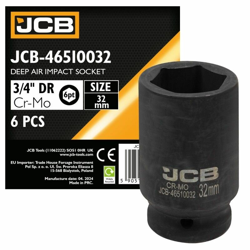 Головка ударная глубокая 3/4", 32мм (6гр.) JCB