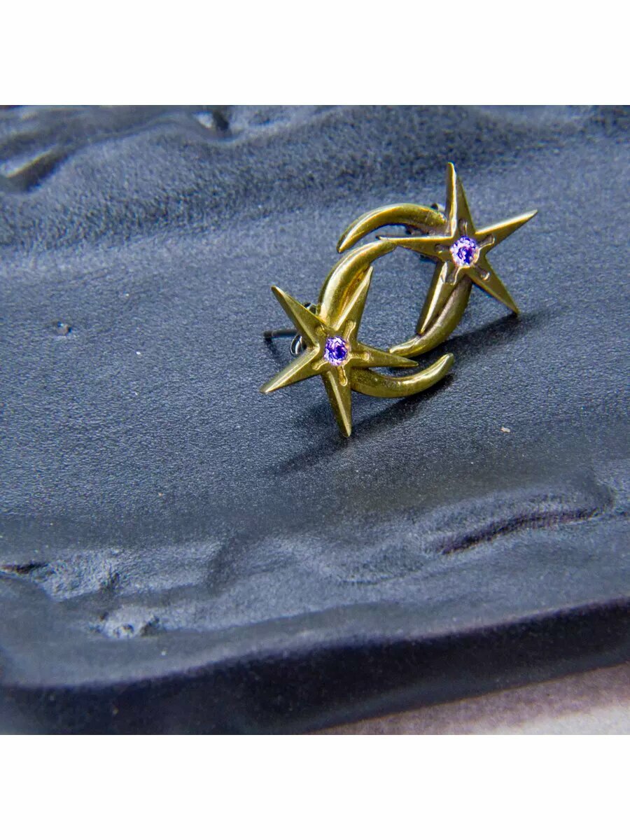 Серьги пусеты, фианит