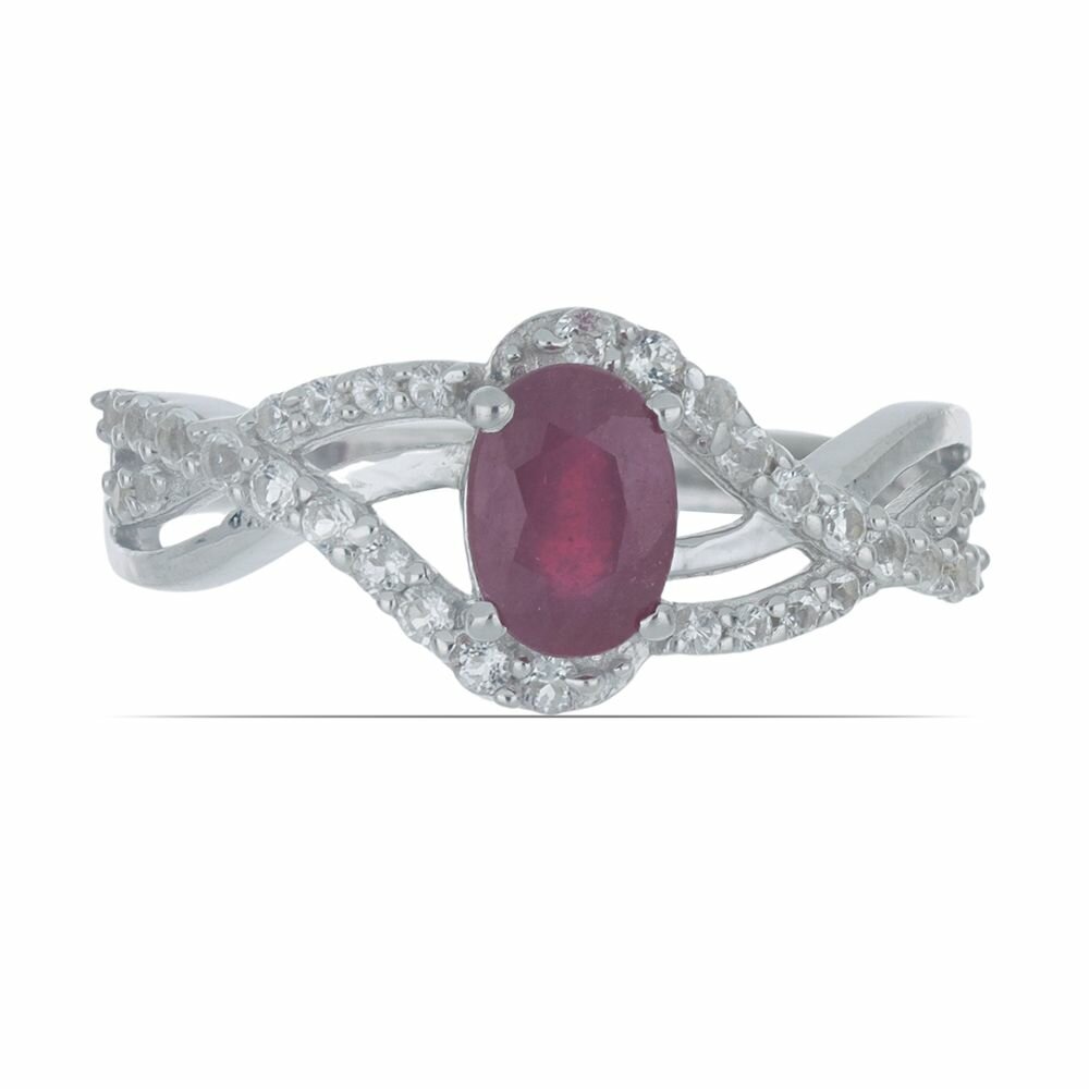 Кольцо, серебро, 925 проба, родирование, топаз, рубин