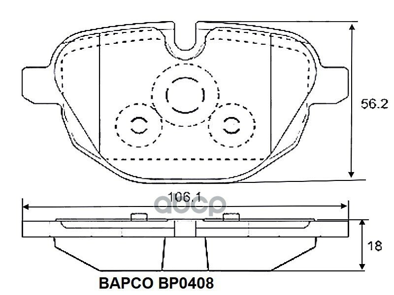 Колодки тормозные дисковые BP0408 передние, комплект, BAPCO арт. BP0408