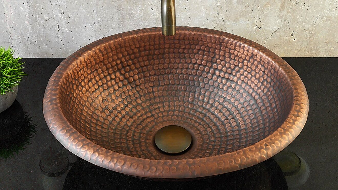 Медная раковина для ванной овальная Alani M3 35×43×14 см 221200813