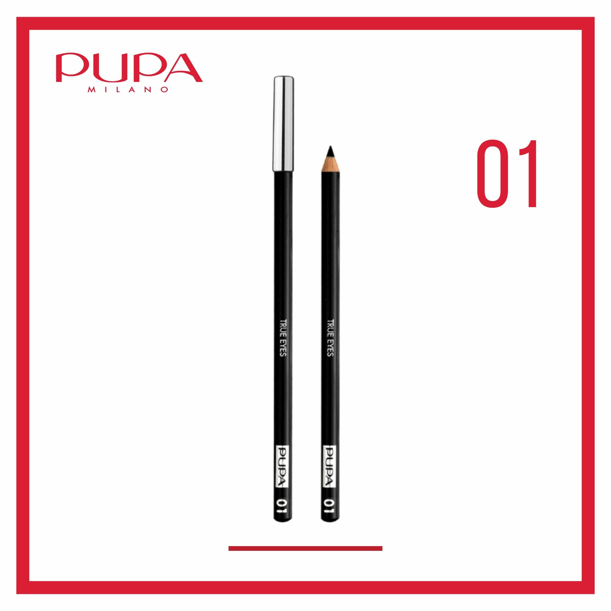 PUPA Карандаш для век TRUE EYES, тон 01 черный