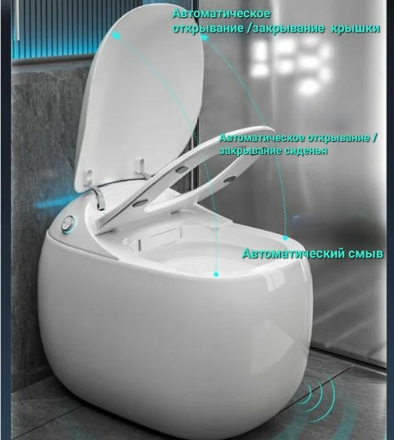 Круглый смарт унитаз белый с автоматическим открыванием-закрыванием крышки