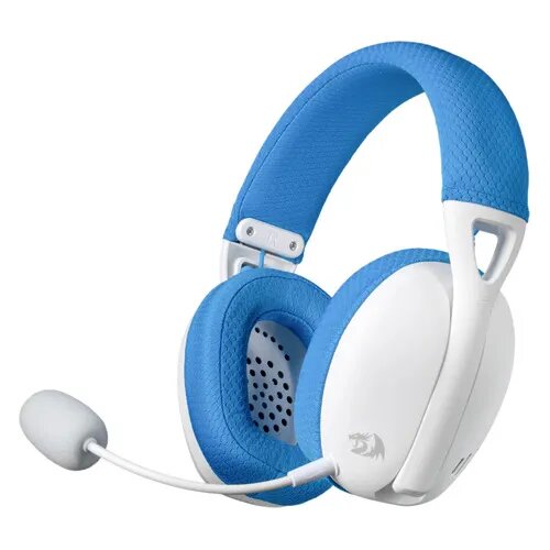 Гарнитура игровая Redragon Ire Pro, для компьютера и игровых консолей, накладные, Bluetooth/радио, синий / белый [71539]