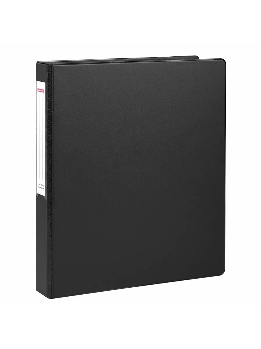 Папка на 2 кольцах BRAUBERG Office А4 картон ПВХ до 180 листов корешок 35мм черная влажная обработка карман