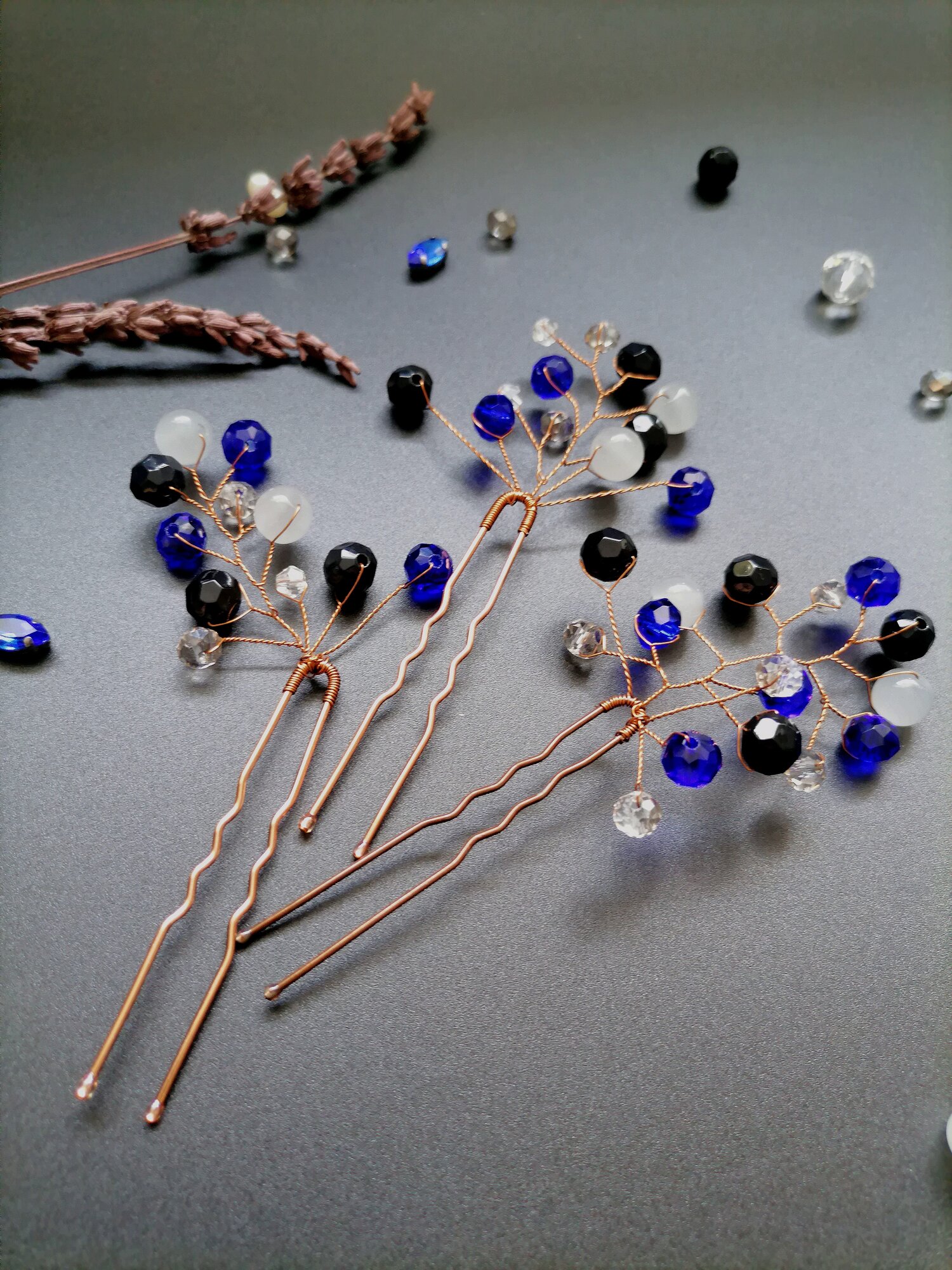 Шпильки "Blue&Black&Gray"