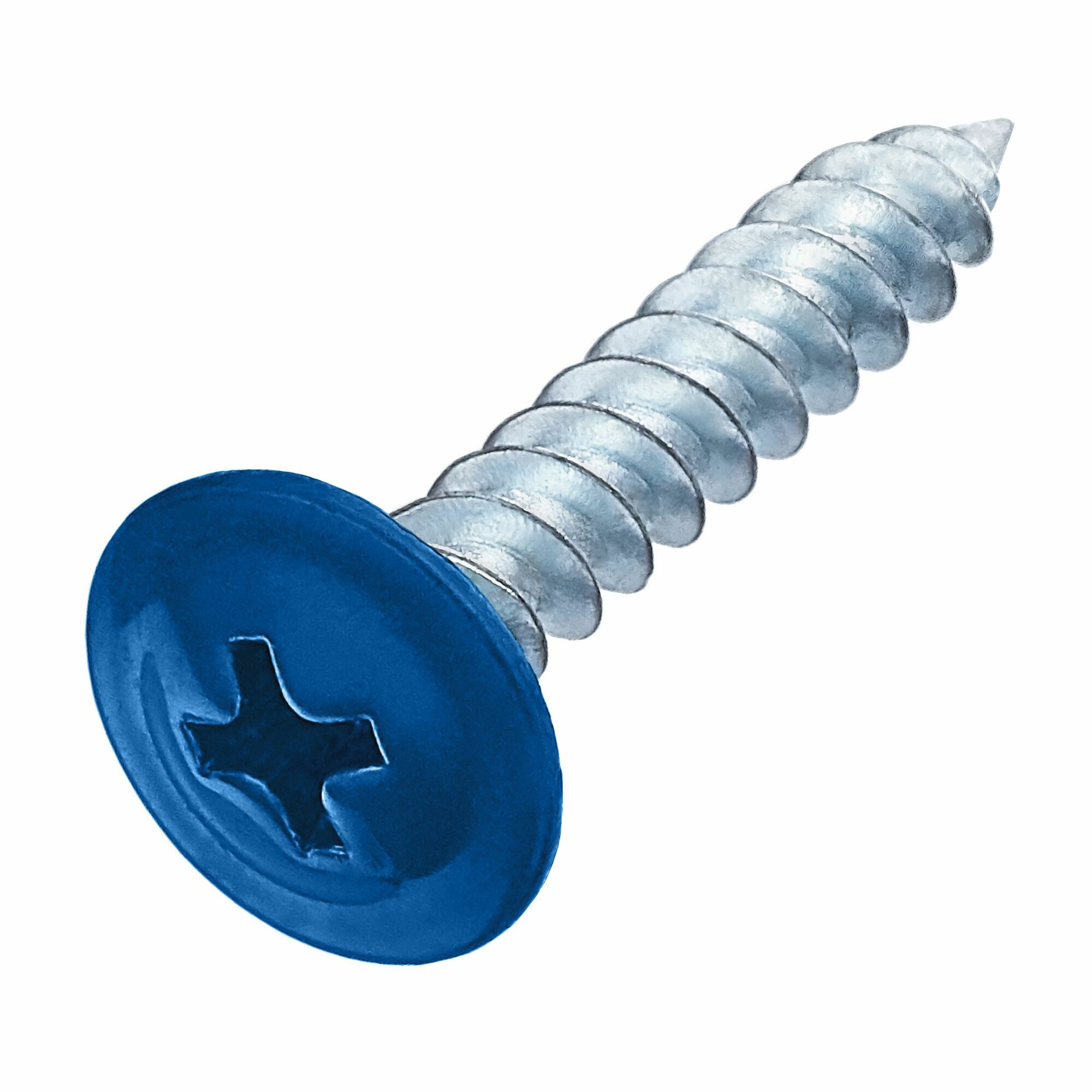 Саморез металл-металл 4,2х19 прессшайба острый, RAL 5005 (сигнальный синий), (уп.20 шт)