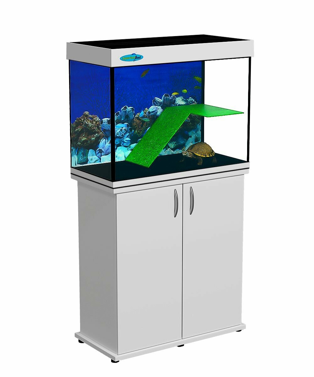 Аквариум 70 литров для красноухой черепахи AquariumBest террариум с тумбой, Белый (61х31х46 см)