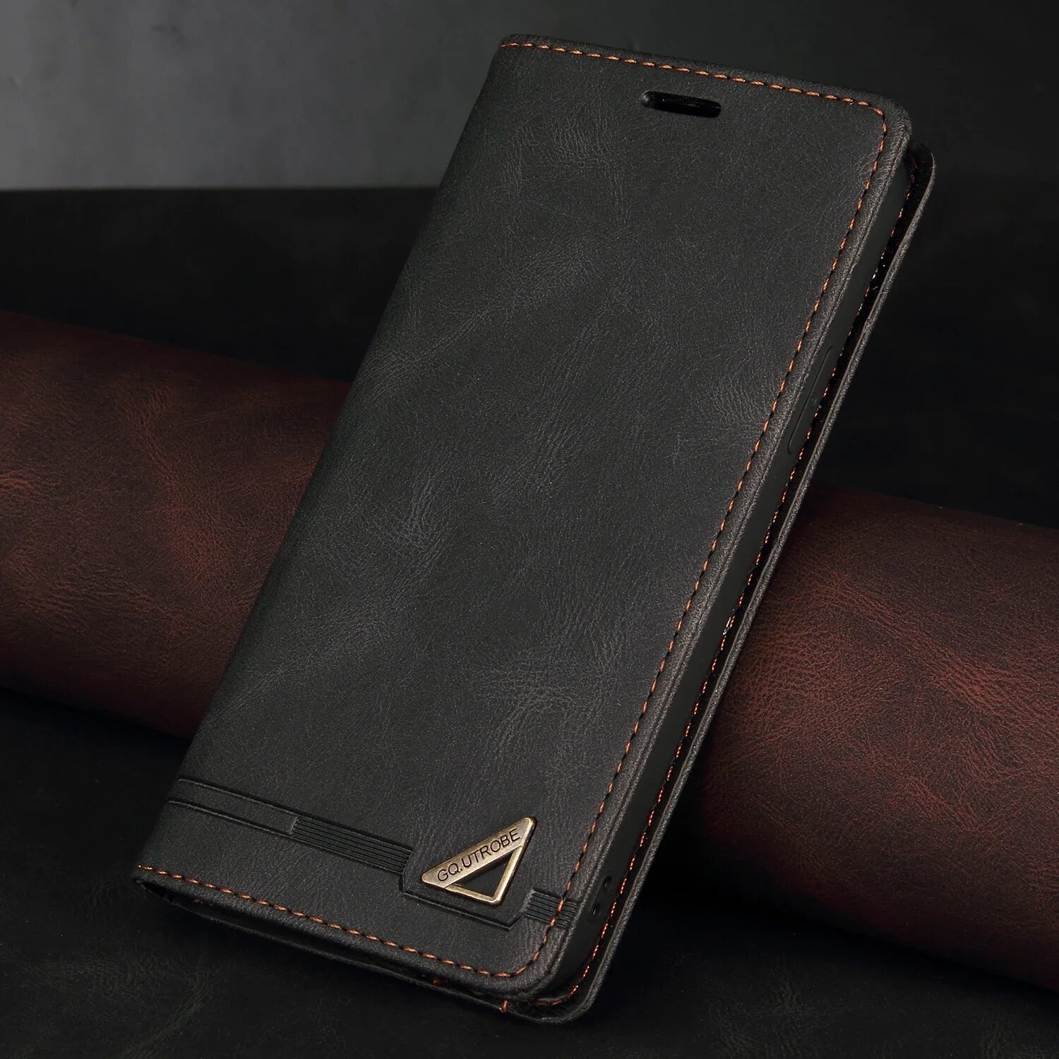 Кожаный чехол-флип с RFID-защитой, слотом для карт и магнитной Black, Redmi Note 12 Pro 4G