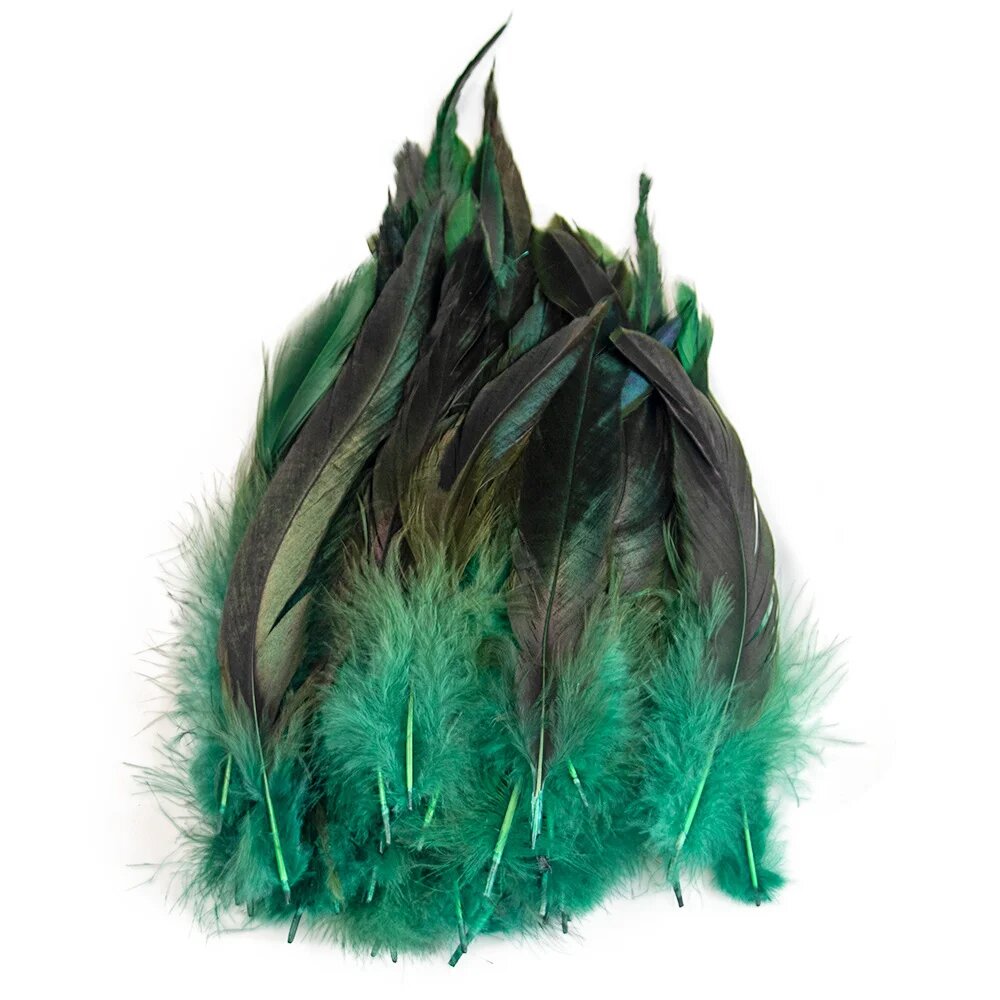 Куриное перо 15-20 см DailyBesdeals Изумрудный, Dark green