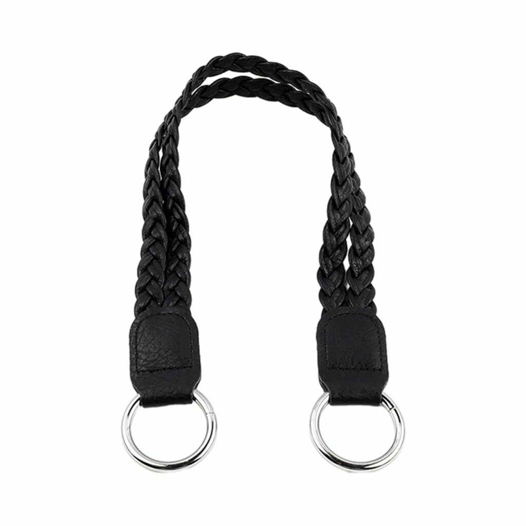 Плетеный ремень для сумки из кожаной веревки-черный