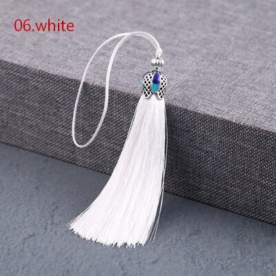 Кисточки для рукоделия 2 шт, 17 см, шелковая бахрома Белый, White