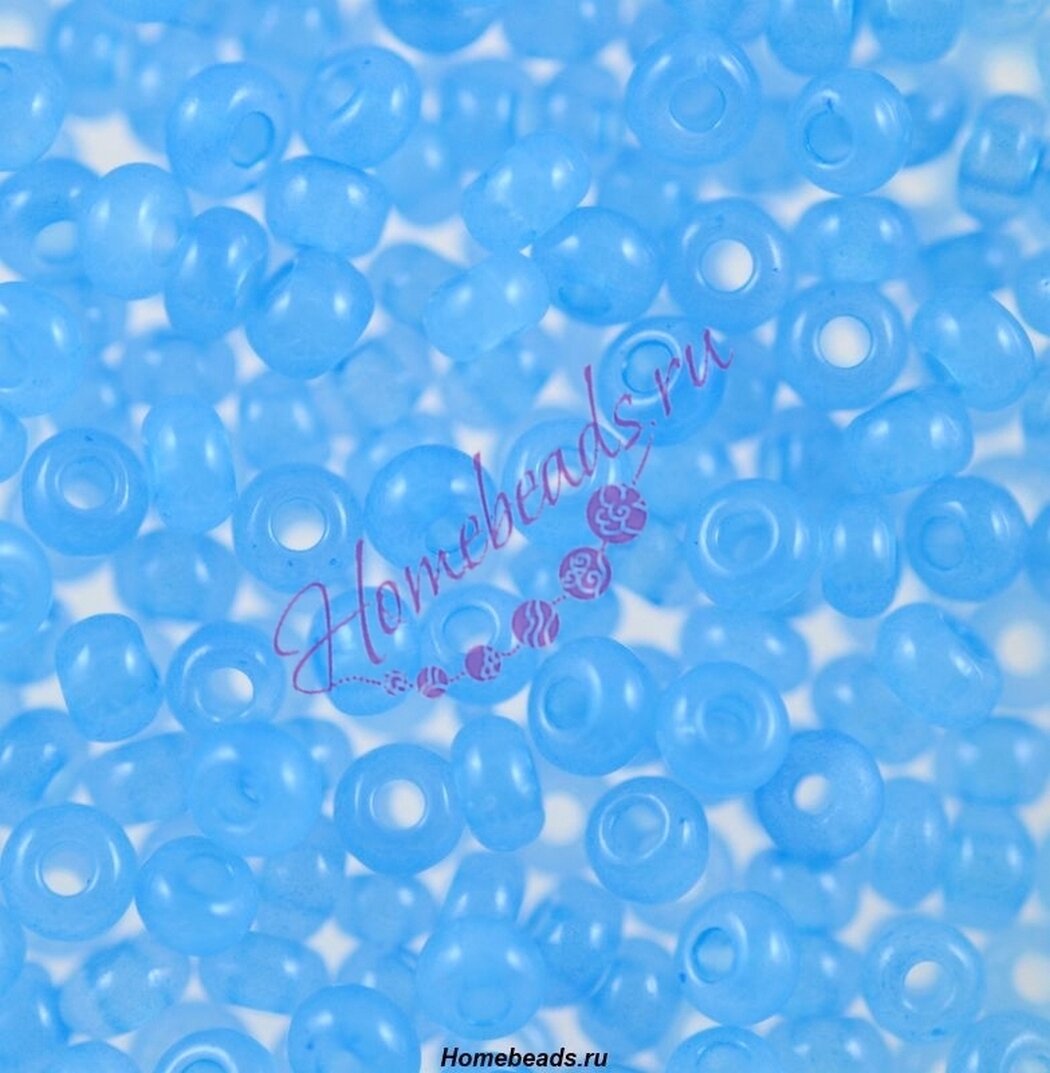 Бисер Чехия Preciosa, 02234, стекло, алебастр сольгель, 10/0, круглое отверстие, 50 г, голубой