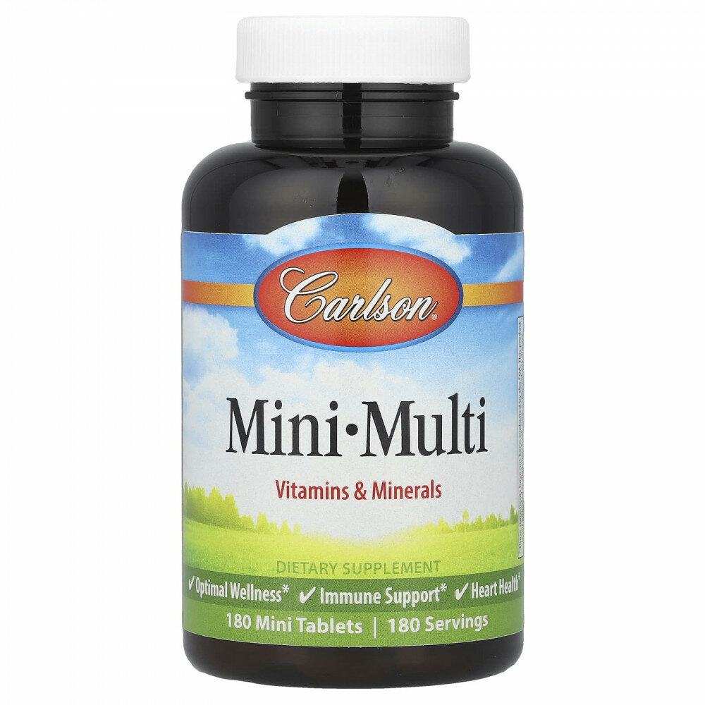 Carlson, Mini-Multi, витамины и минералы, без железа, 180 таблеток