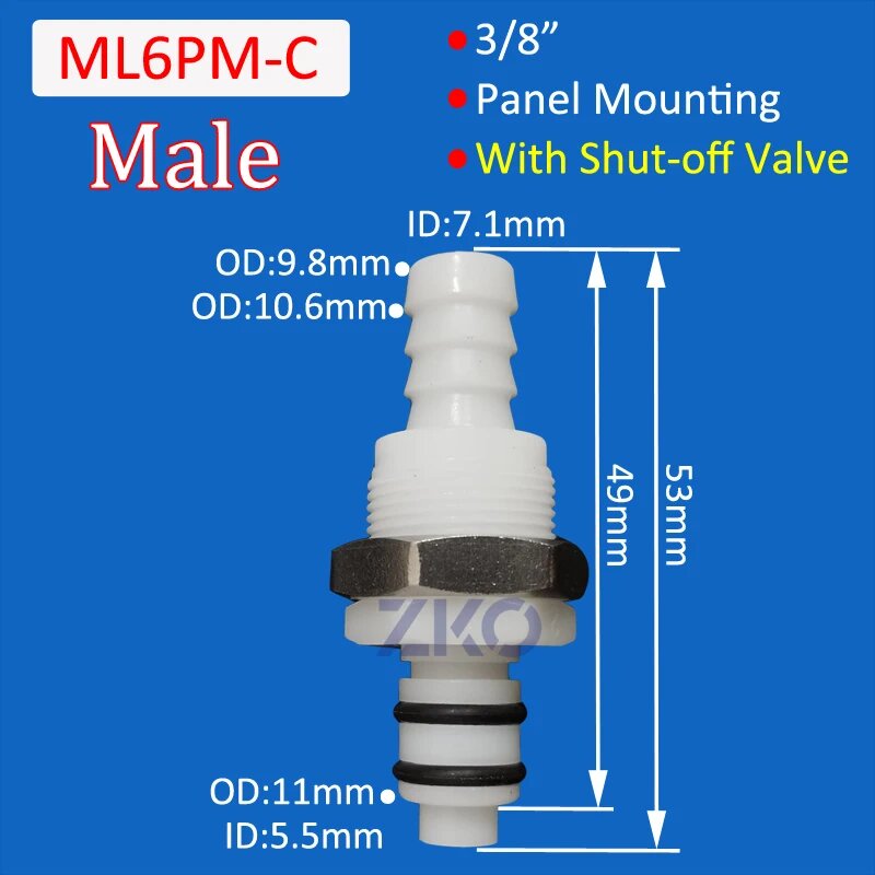 Быстроразъемное соединение шланга ML6PM-C (Male) 3/8"