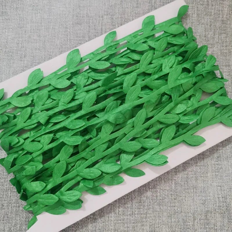 Ленты JING-SDIY из искусственного шелка с листьями 10 м Зеленый, Grass green