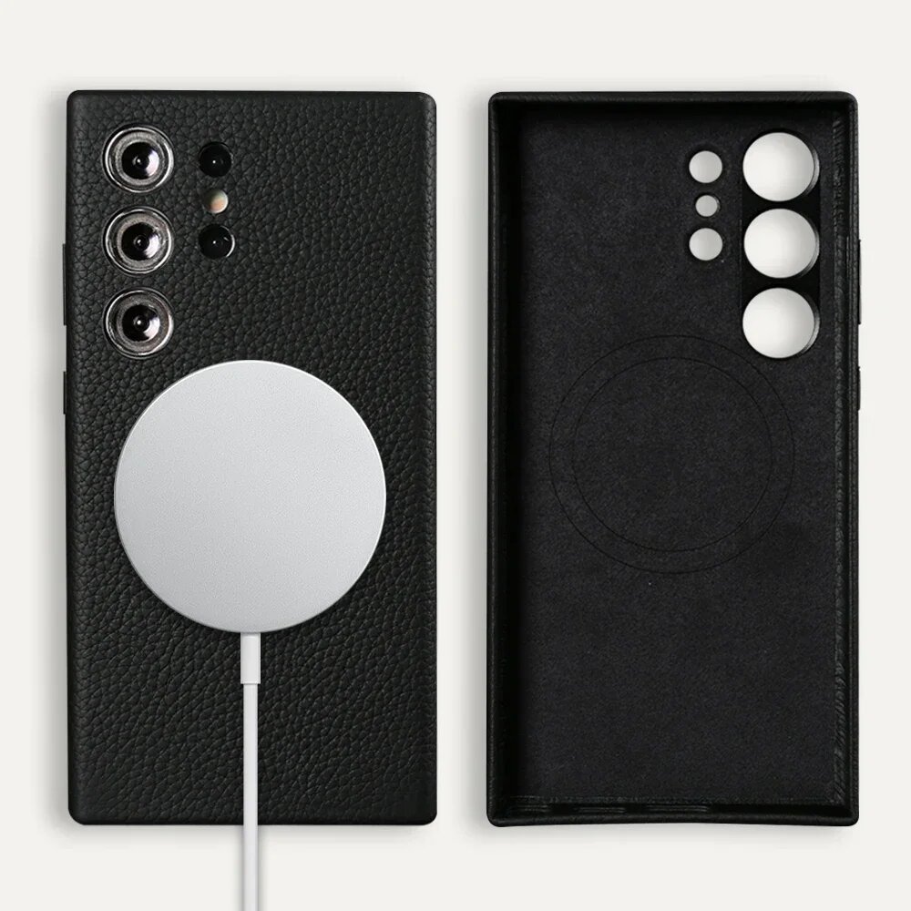 Чехол Samsung Galaxy S23 Ultra из кожи Black с MagSafe