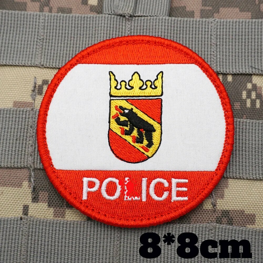 Тактическая нашивка Police с медведем, 8*8см, AD81 Velcro