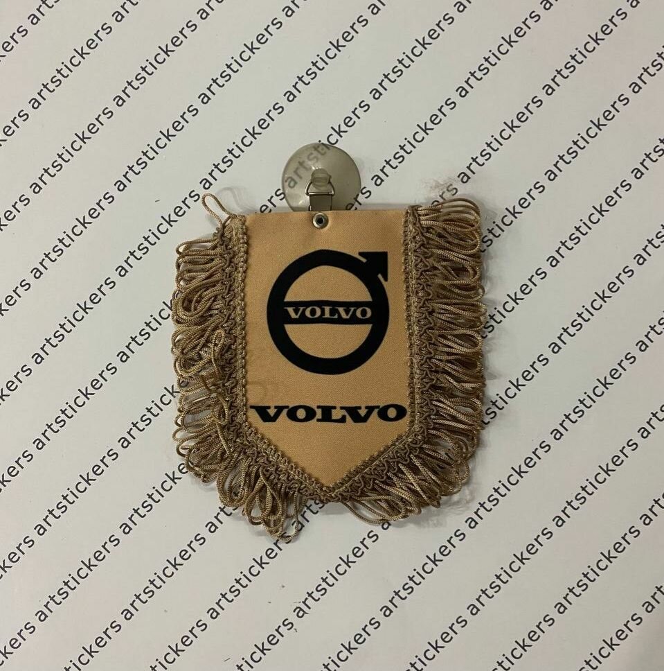 Вымпел VOLVO, 9х13см + бахрома 2см, двусторонний на присоске, ткань, аксессуар для авто