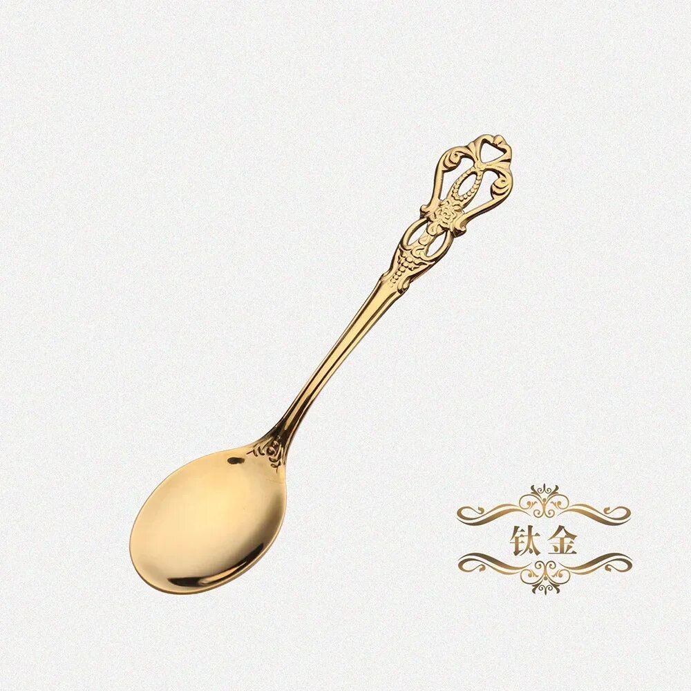 Золотая мини-ложка из нержавеющей стали Szkoy Gold Spoon
