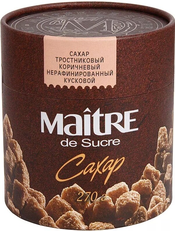 Сахар MAITRE DE SUCRE тростниковый коричневый нерафинированный /картон/ 270г