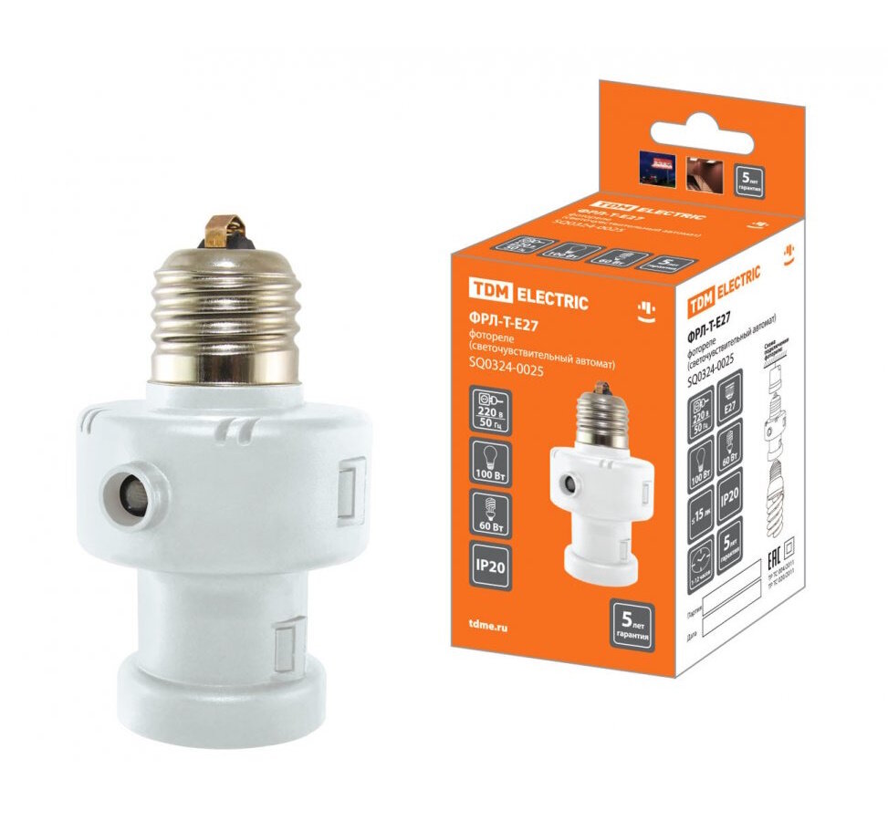 Фотореле Е27 100Вт с таймером ФРЛ-Т