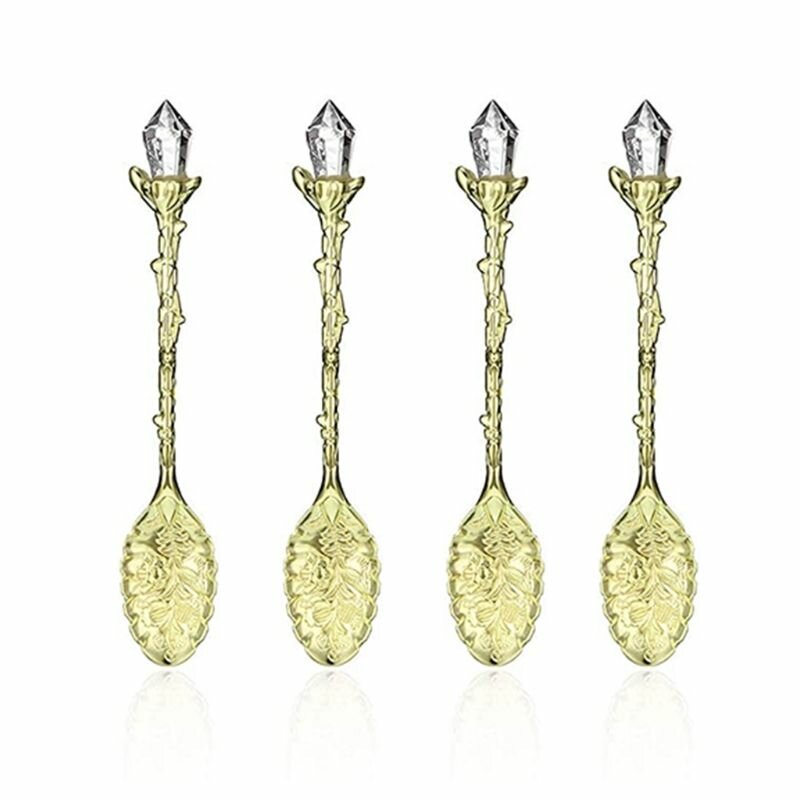 Набор из 4 хрустальных ретро кофейных ложек, чайных маленьких десертных ложек для послеобеденного дня, маленького подарка подруге