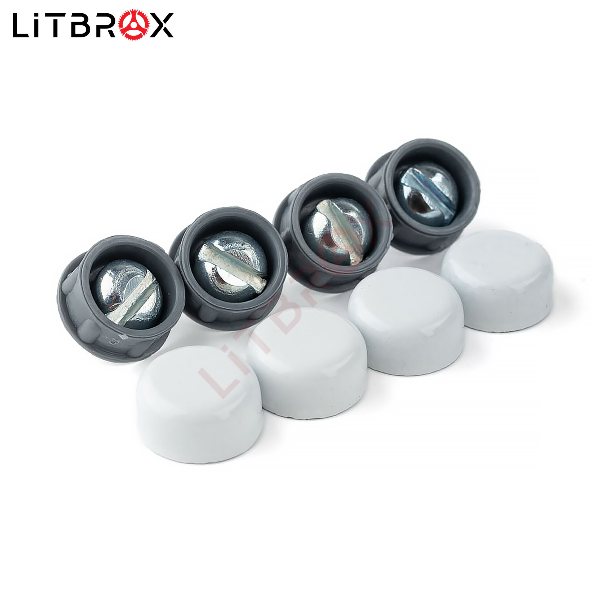 Крепеж номерного знака (винт) с заглушкой колпачком белый цвет (к-т 4 шт.)