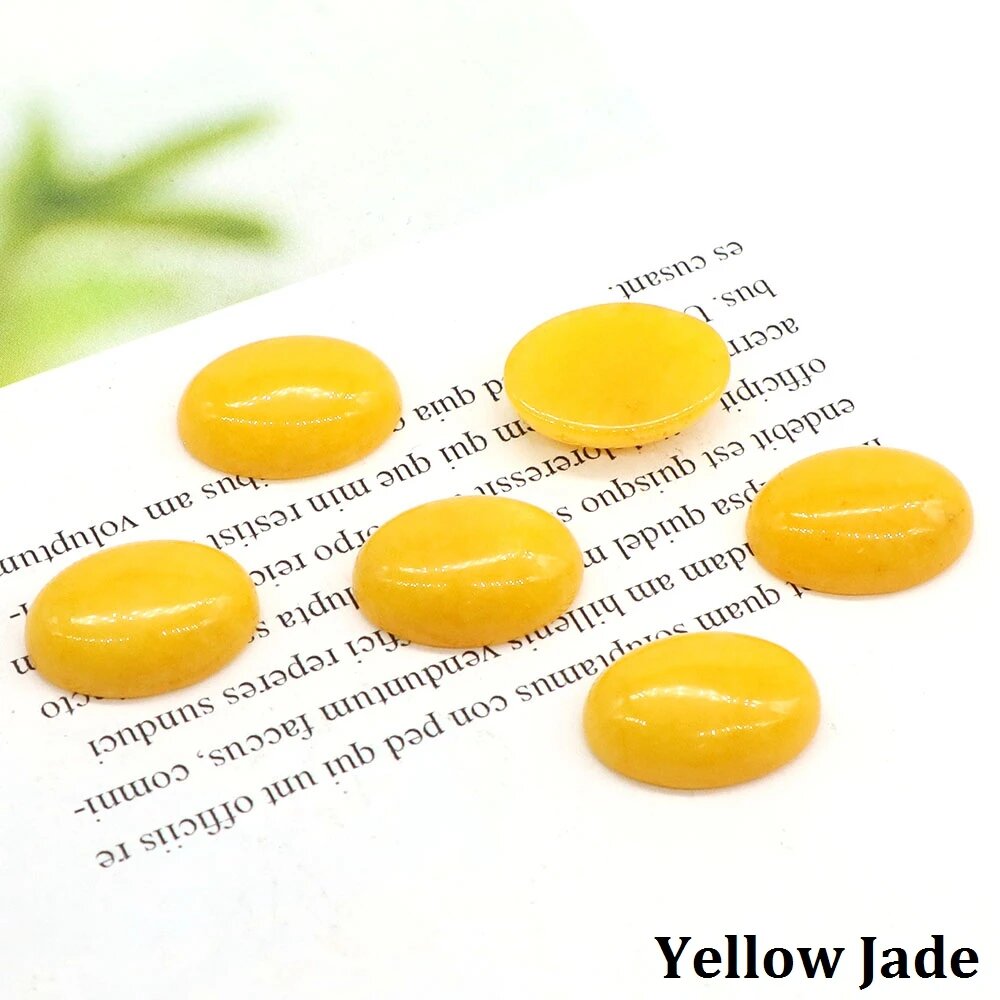 Натуральные кристаллы, овальные бусины-кабошоны, 5 шт. Желтый, 8x10mm, Yellow Jade