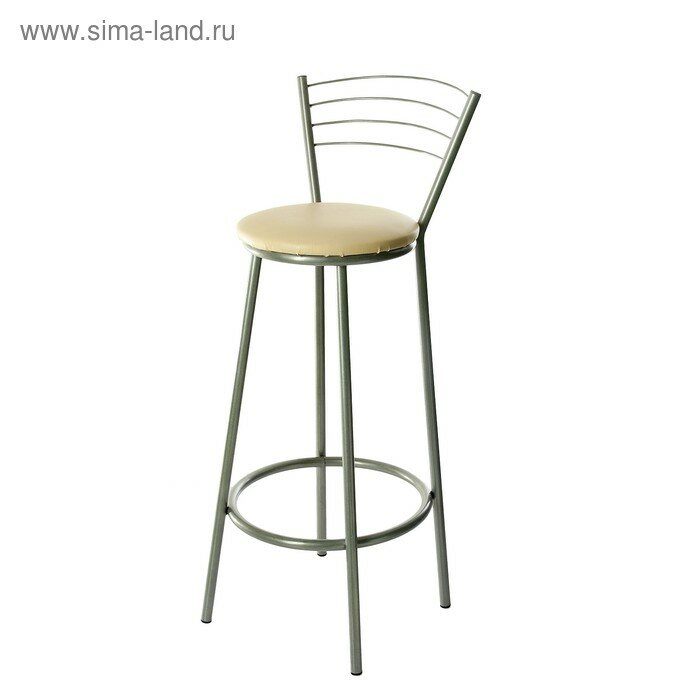 Табурет барный "Высокий" со спинкой, Серебристый металлик/Молочный, 4154794