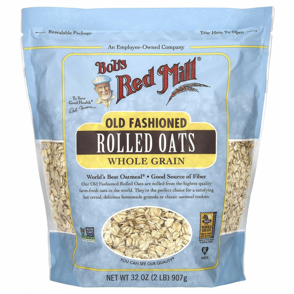 Bob's Red Mill, Old Fashioned Rolled Oats, цельнозерновые, 907 г (32 унции)