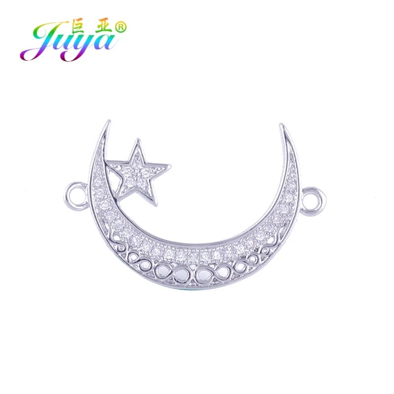 Juya медные подвески Аллах полумесяц для создания украшений Серебряный, 1 Piece, White Gold