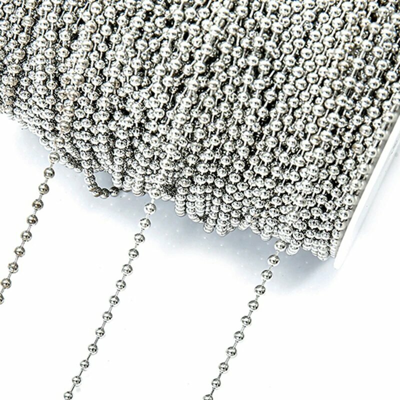 Цепочка металлическая с шариками 2.4mm, Rhodium, для украшений