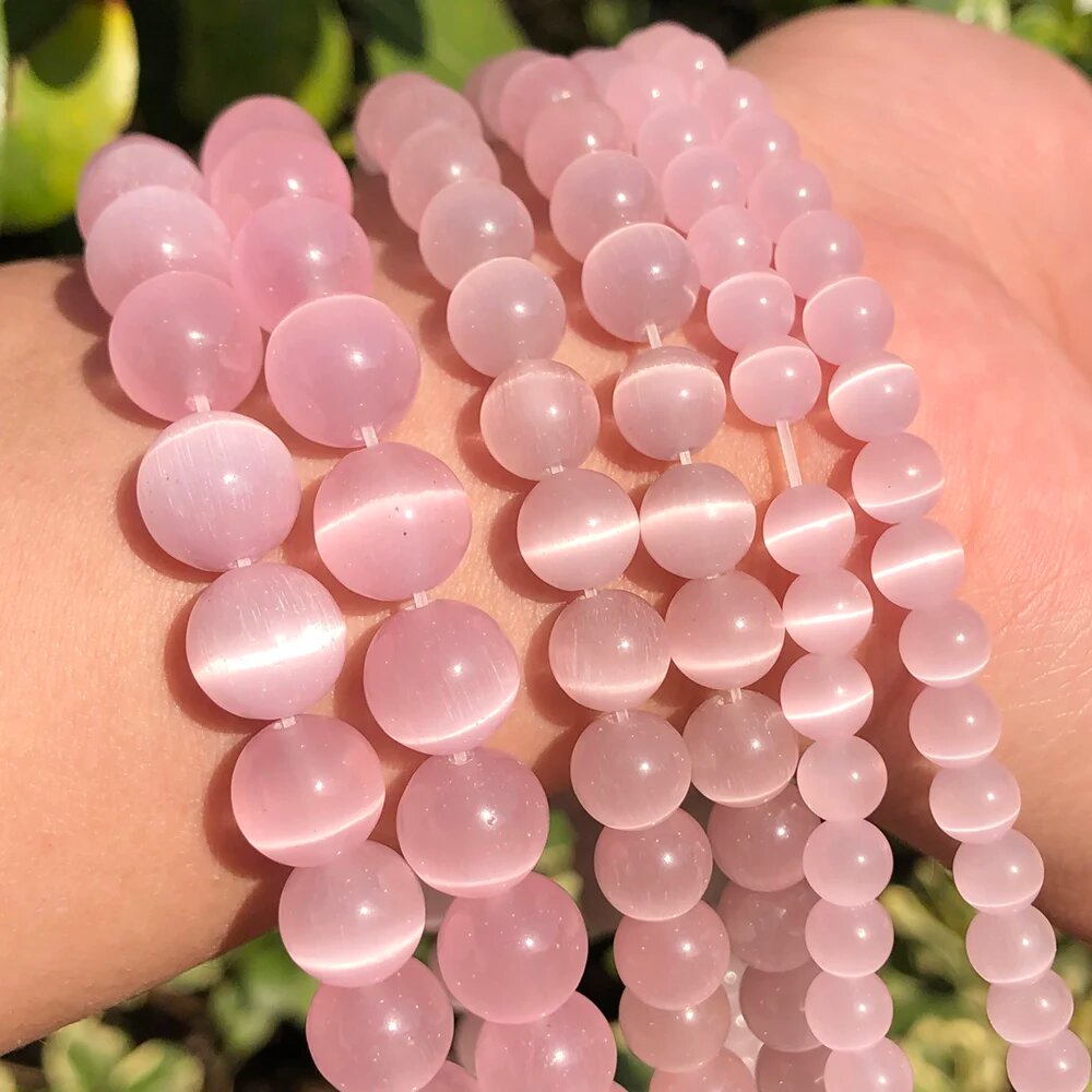Бусины "кошачий глаз" TTUIJI 4-12 мм 6mm about 62pcs, Light Pink