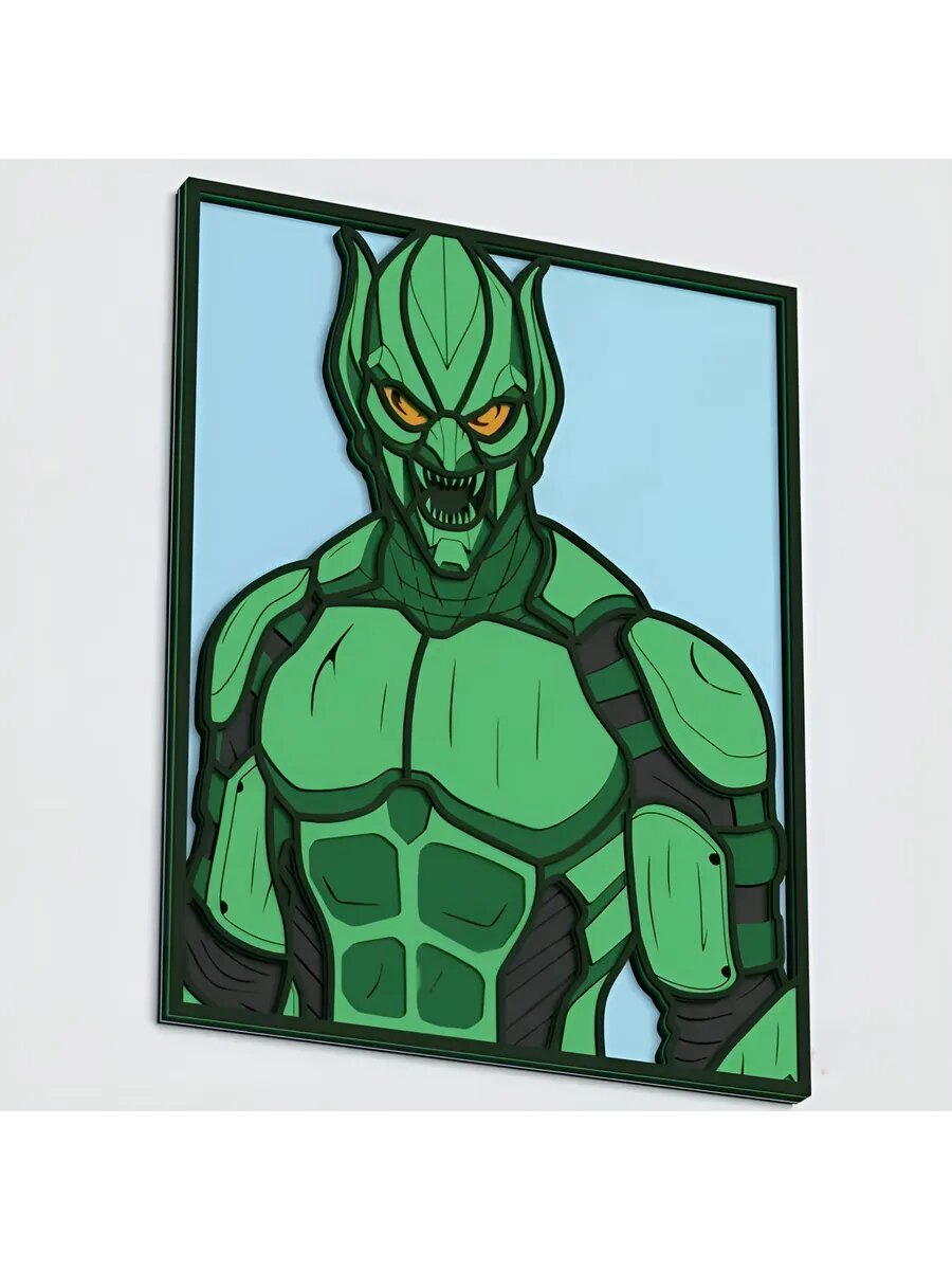 3D Картина по номерам из дерева Зелёный Гоблин, 23x30 см