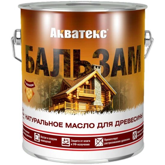 Натуральное масло для дерева Акватекс Бальзам, матовое, 2,2 л, тик