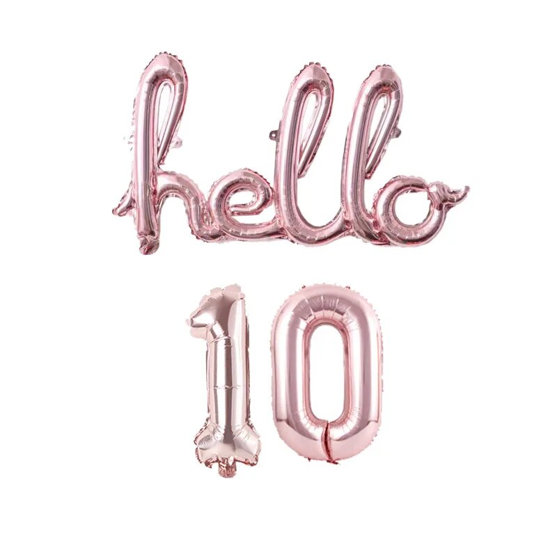 Фольгированные шары "Hello 10", розовое золото, 16 дюймов, Цвет: камуфляж