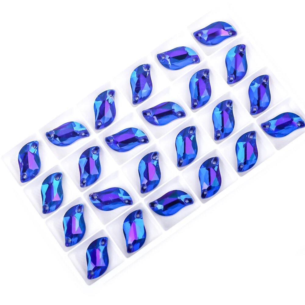 Стразы синие S-образные 6x12mm Sapphire blue AB 72шт