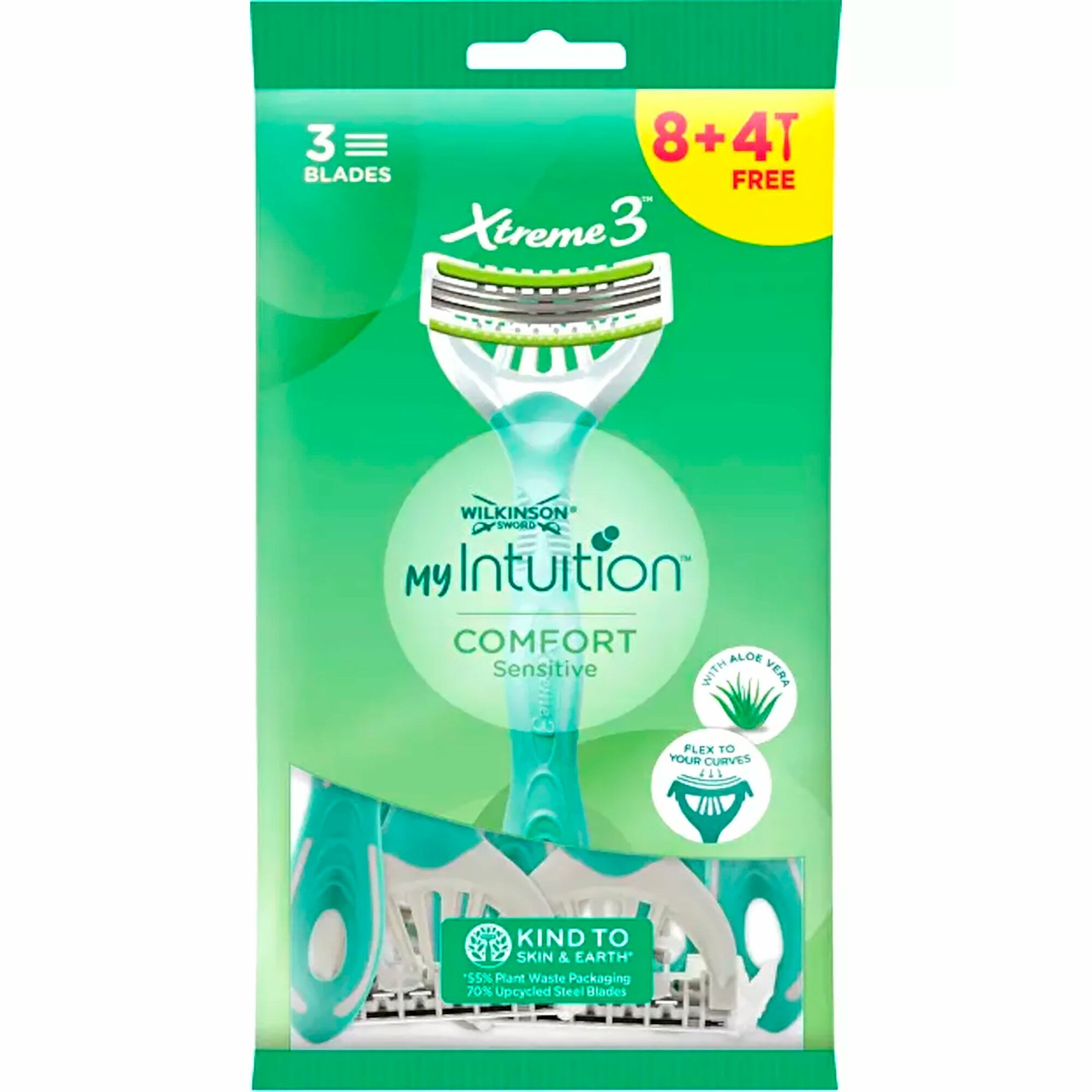 Wilkinson Sword Одноразовые бритвы XTREME3 Comfort Sensitive (12 станков), женские, 3 лезвия