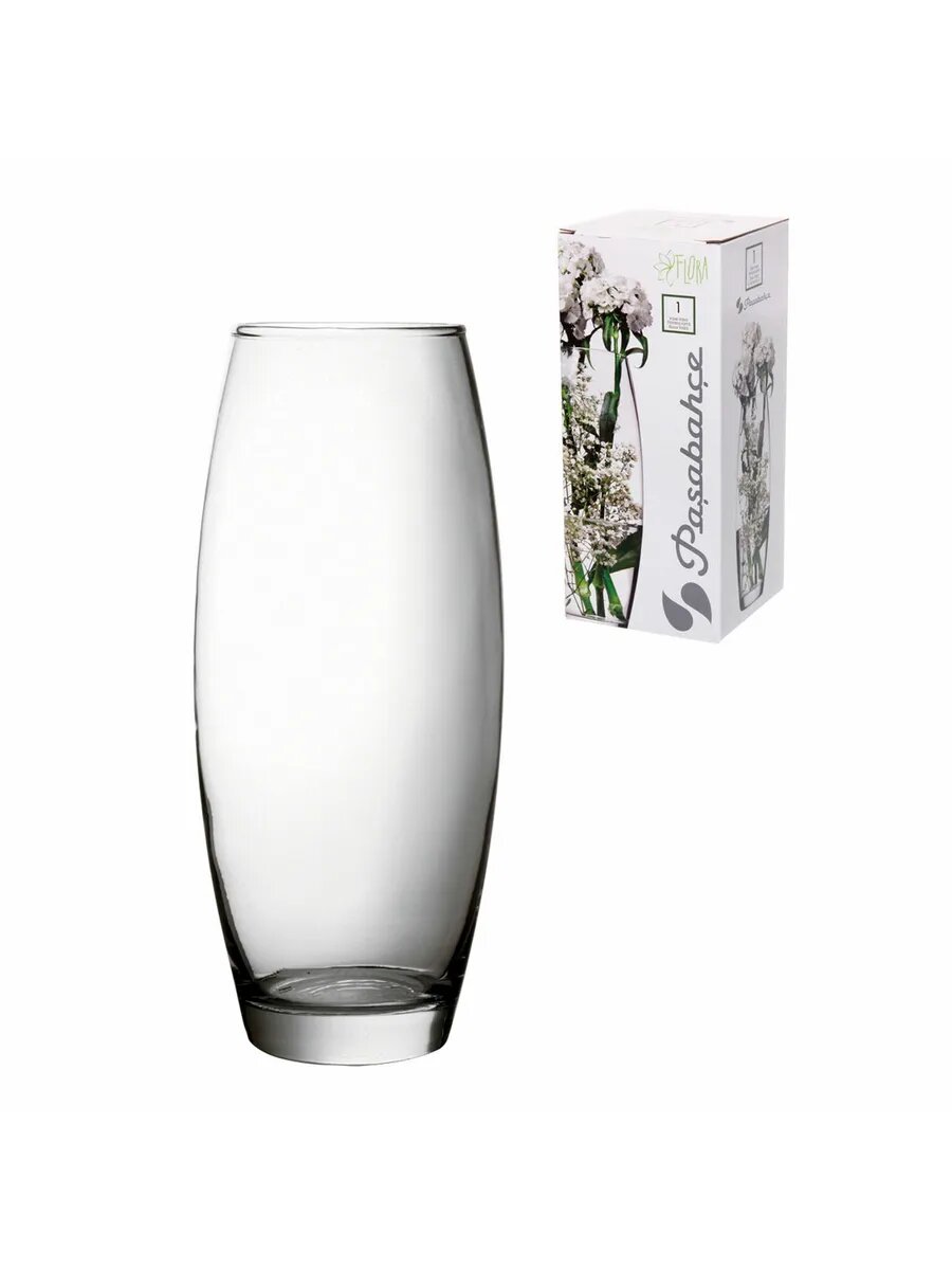 Ваза для цветов овальная стеклянная 26 см