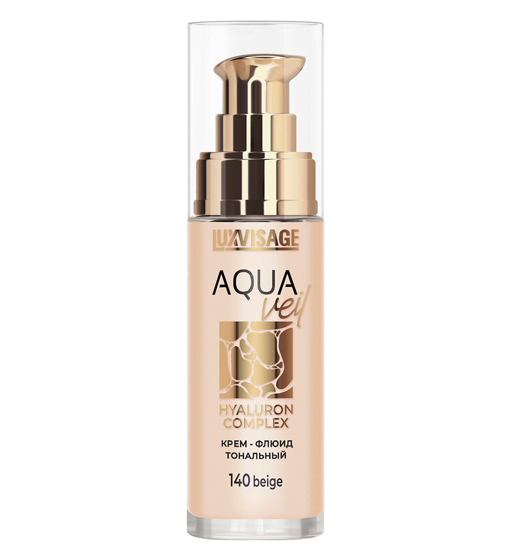 Крем-флюид тональный Luxvisage Aqua Veil Hyaluron Complex, тон: 140 Beige, 30мл