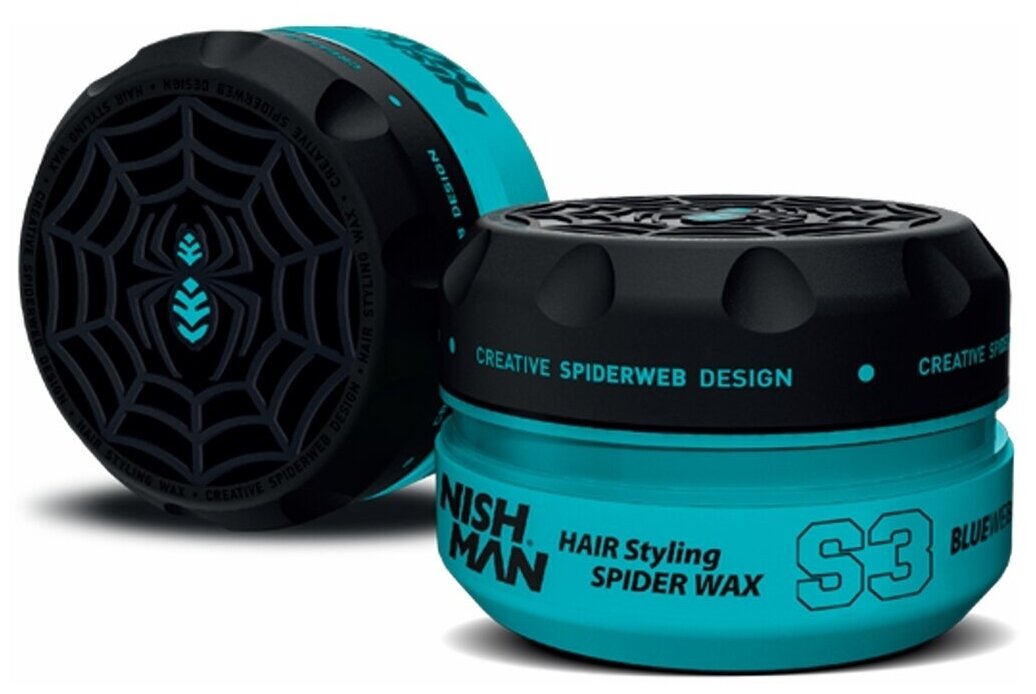 Воск для волос паутинка NISHMAN S3 Blue web средней фиксации, аромат ATLANTIC на водной основе (идеален для креативных причесок, не склеивает), 100 мл