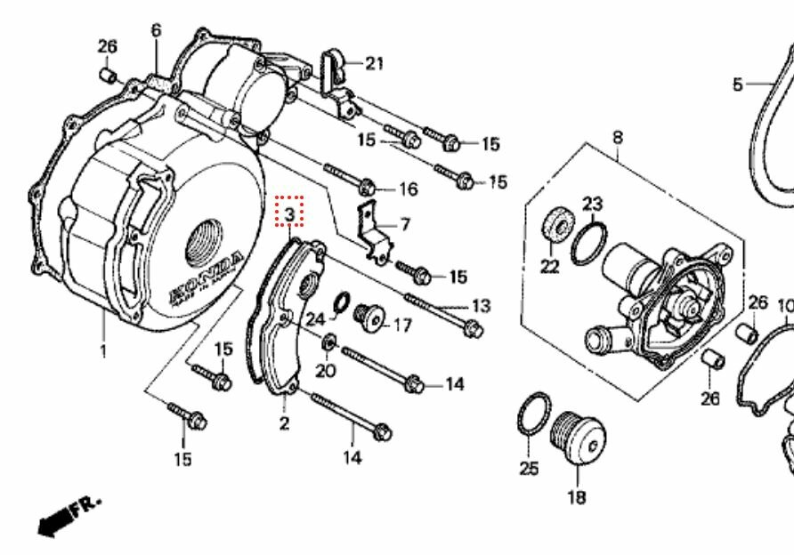 Уплотнитель крышки генератора для мотоцикла Honda Africa Twin 750 (XRV750); Артикул Honda: 11343MV1000 (Оригинал)