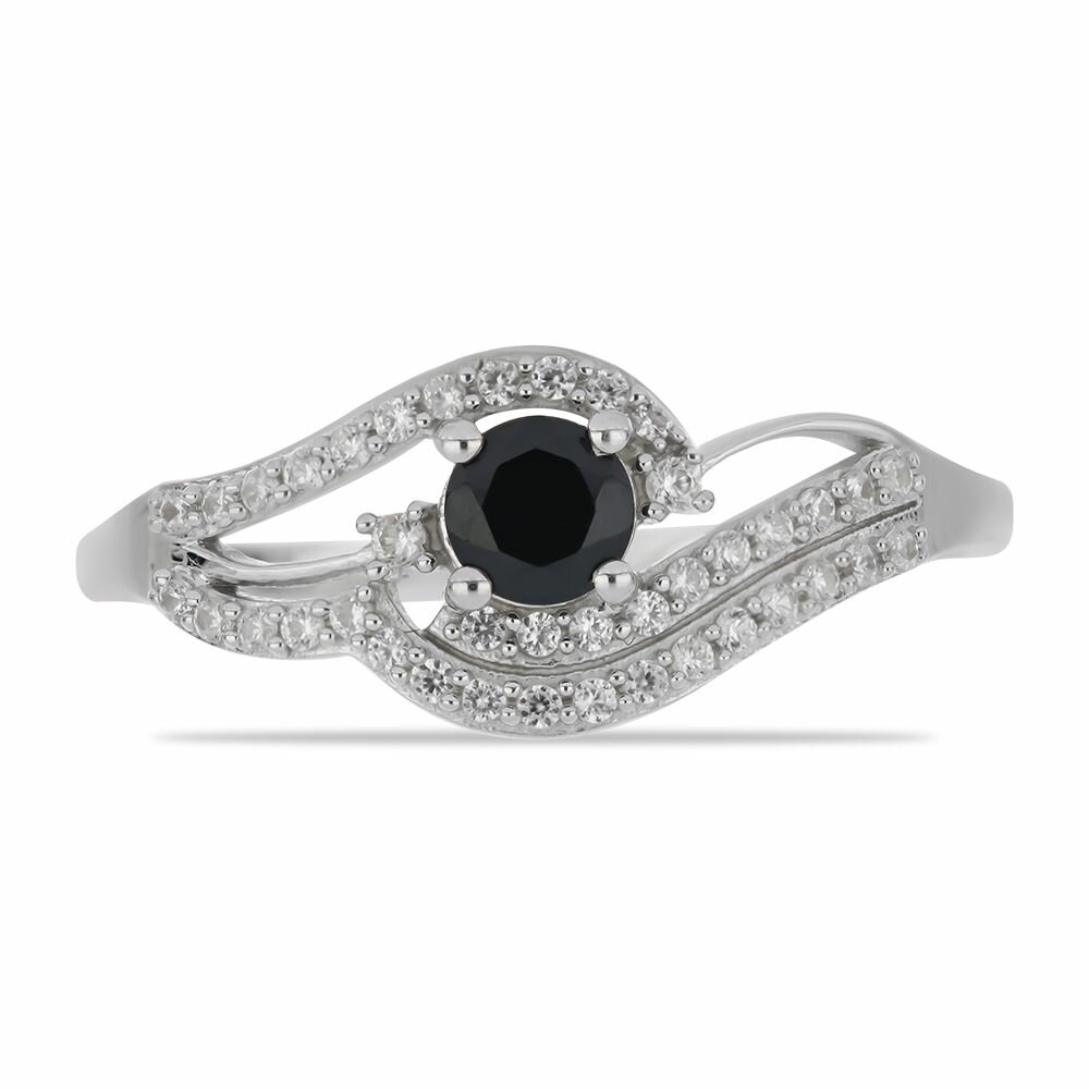 Кольцо, серебро, 925 проба, родирование, шпинель, циркон