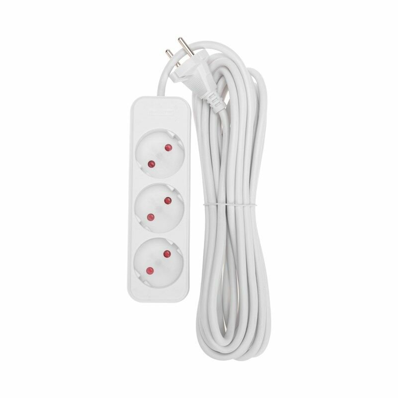 Удлинитель STANDARD 3 гнезда, 5м, 2х1,0мм , б/з, белый REXANT